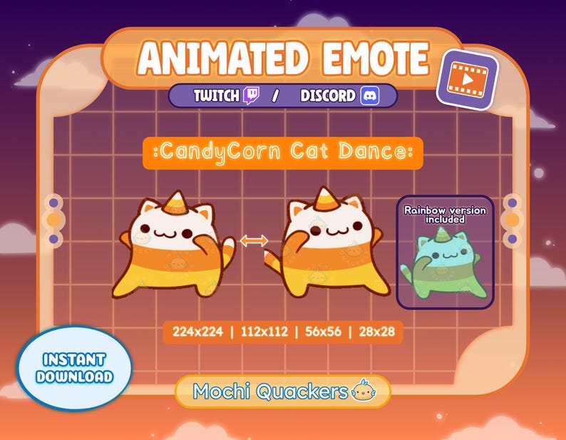 ANIMATED Emote | Halloween Candy Corn Cat - Dance | Rave Party Crumb ...