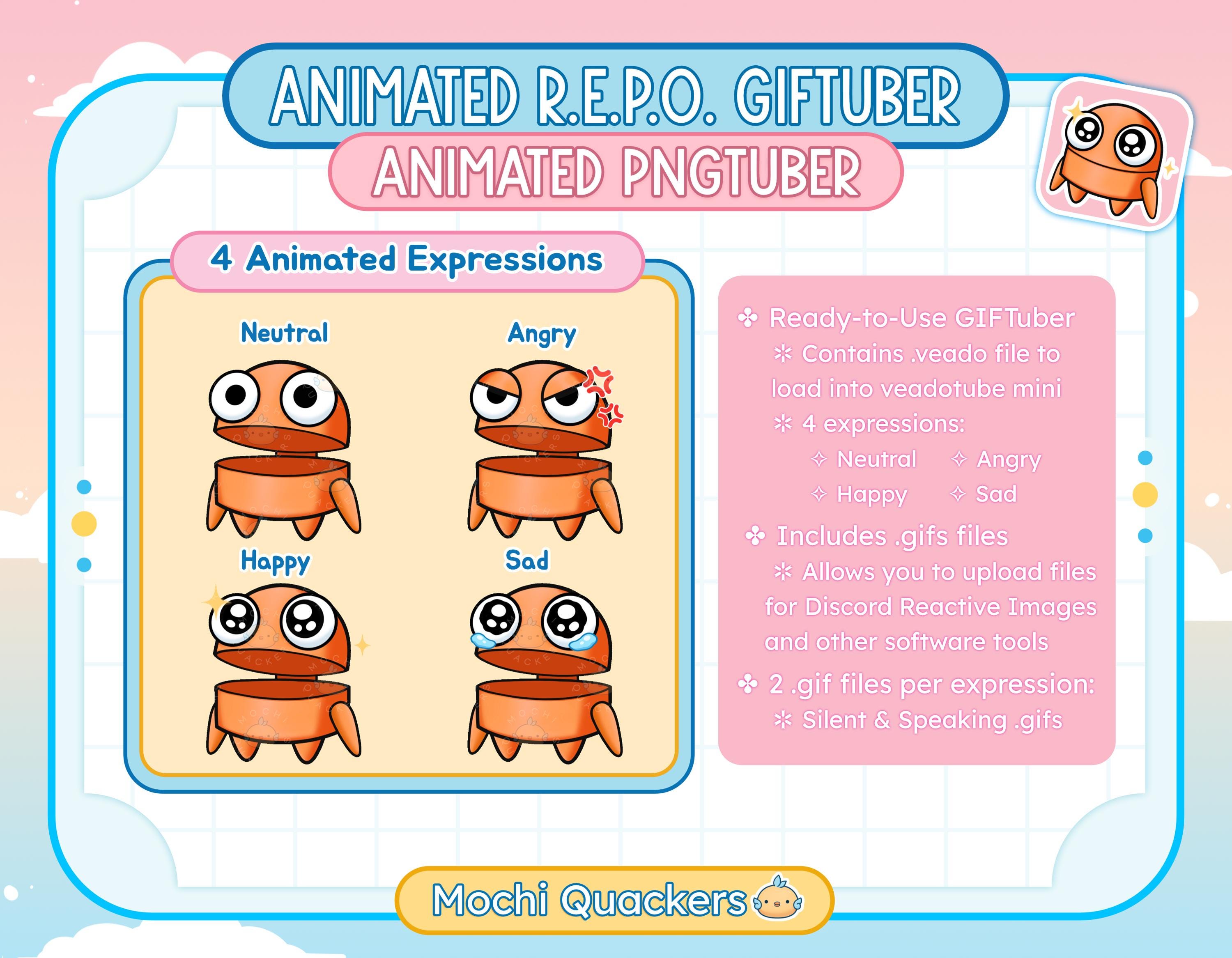 Animated Pngtuber | Orange REPO Bot Giftuber - 4 Expressions ...