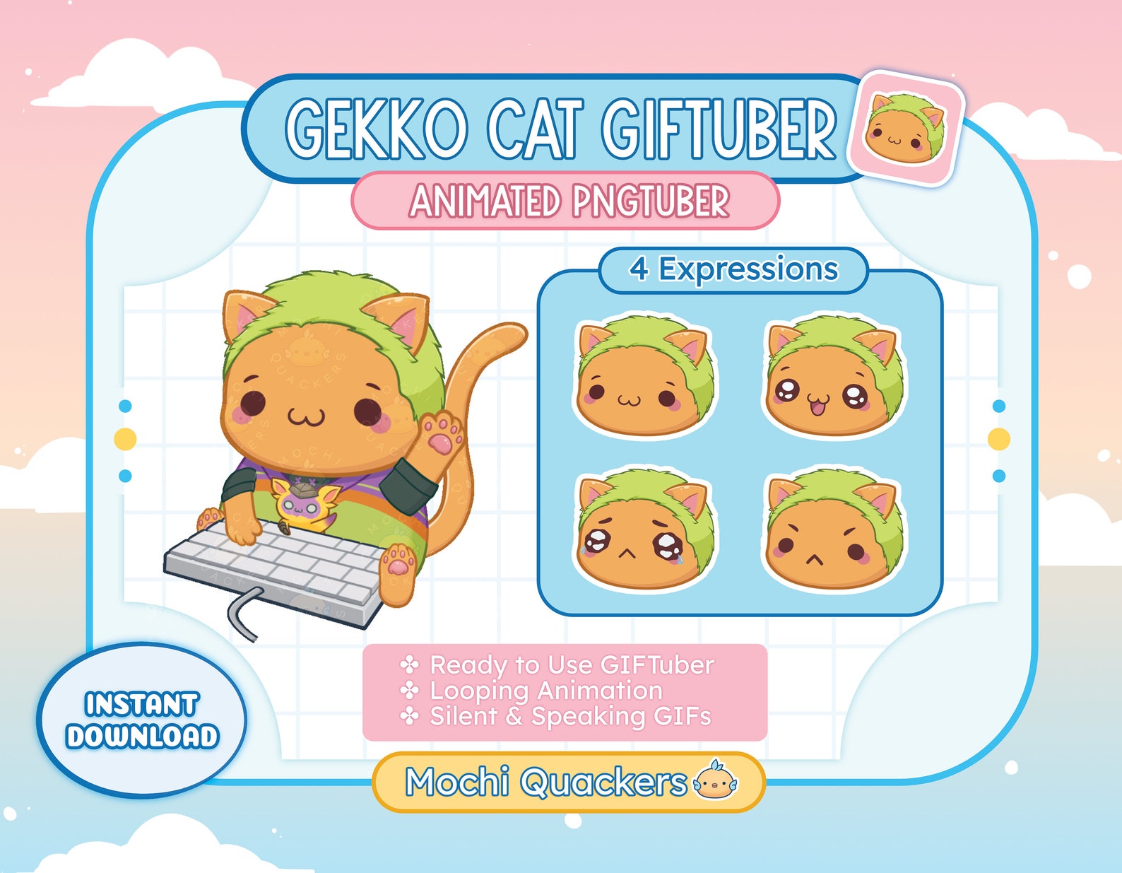 Valorant Gekko Animated Pngtuber for Streaming, 4 Expressions! | Ready ...