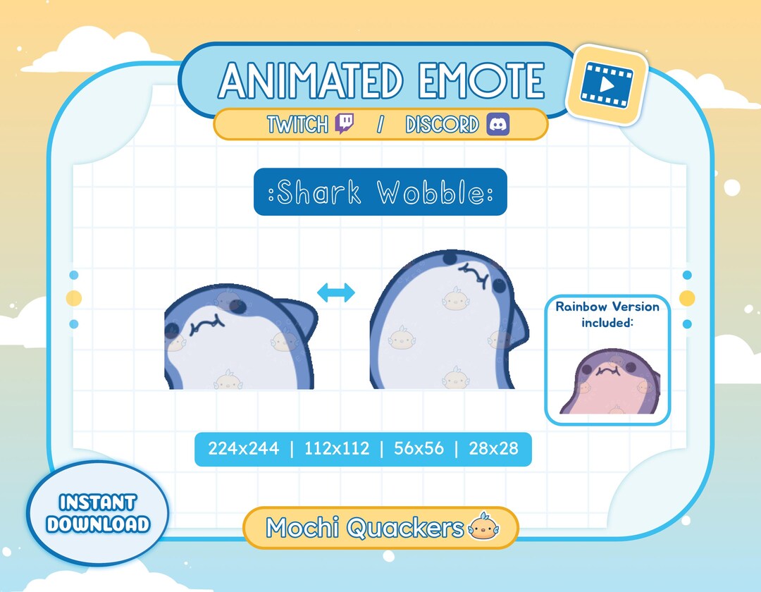 ANIMATED Emote | Blue Shark Wobble Emote for Twitch & Discord, 4 Gif ...