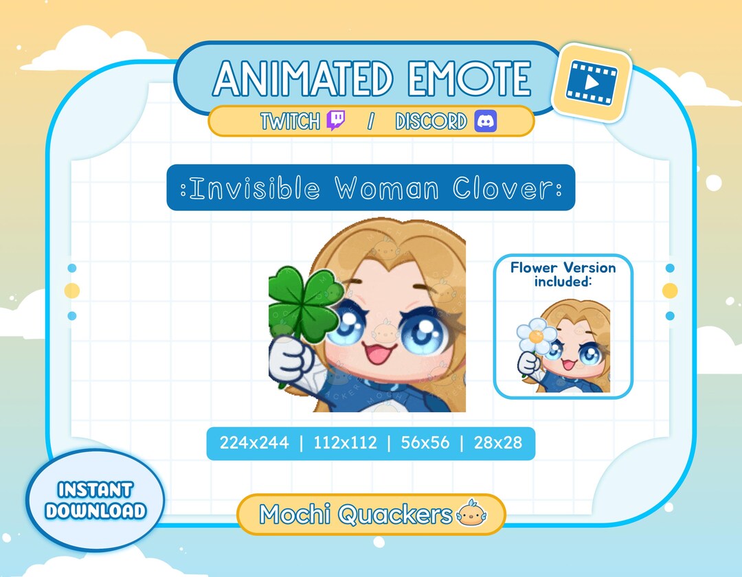 Rivals ANIMATED Emote | Invisible Woman Lucky Clover Emote, 4 Gif Sizes ...