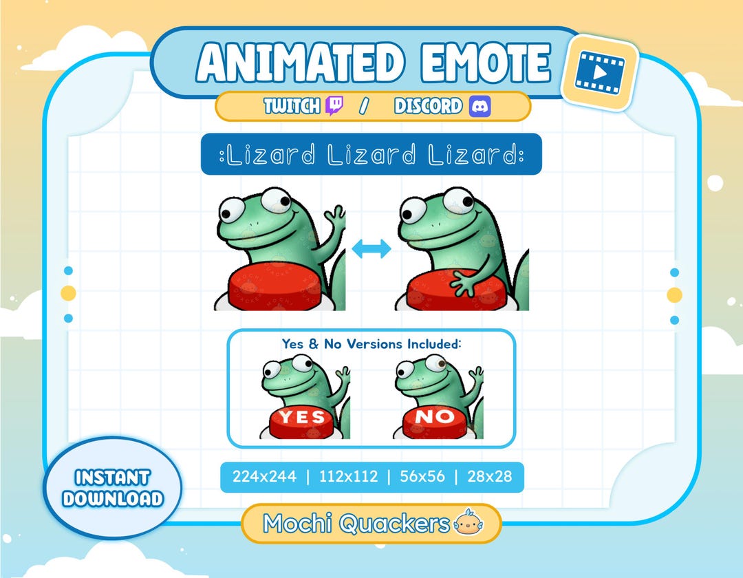 ANIMATED Emote | Lizard Hitting Button Emote | 3 Versions, Twitch ...