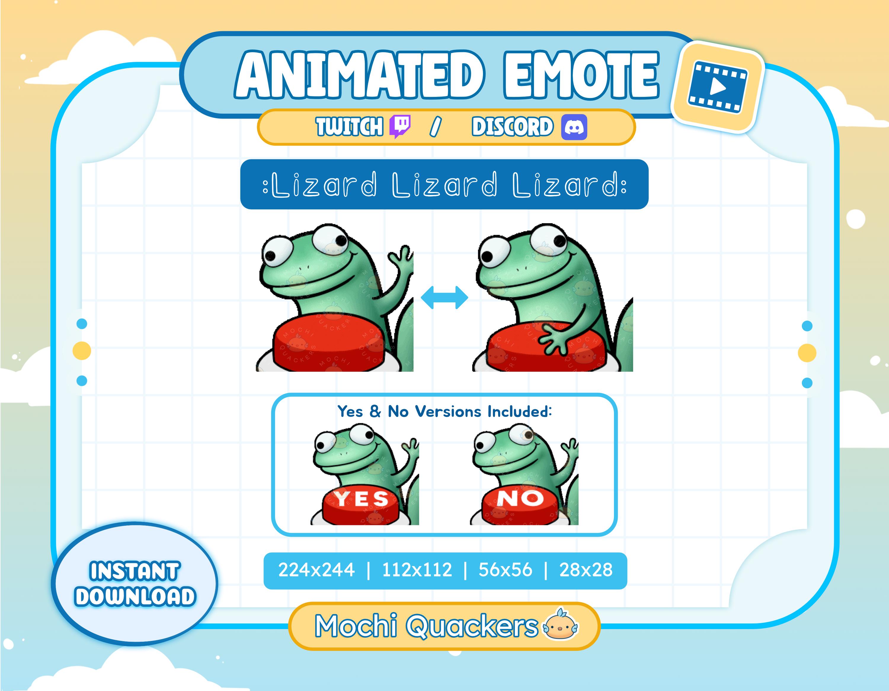 ANIMATED Emote | Lizard Hitting Button Emote | 3 Versions, Twitch & Discord, 4 Gif Sizes | Derpy ...
