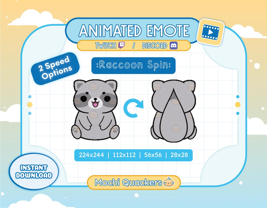 Animated Emote | Raccoon Spin Emote | Trash Panda Emoji for Twitch ...