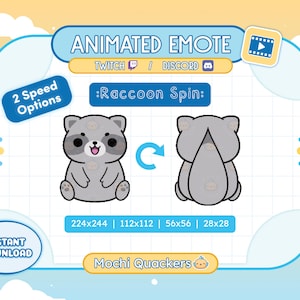 ANIMATED Emote | Raccoon Spin Emote for Twitch Stream & Discord, 4 Gif ...