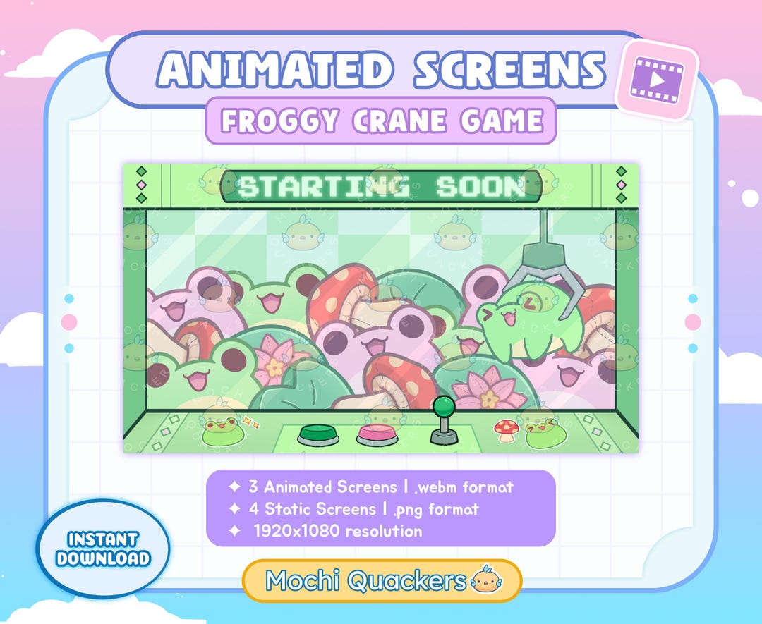 Animated Screens - Frog Crane Game Theme | Arcade Claw Machine, Twitch, Youtube Starting, BRB ...