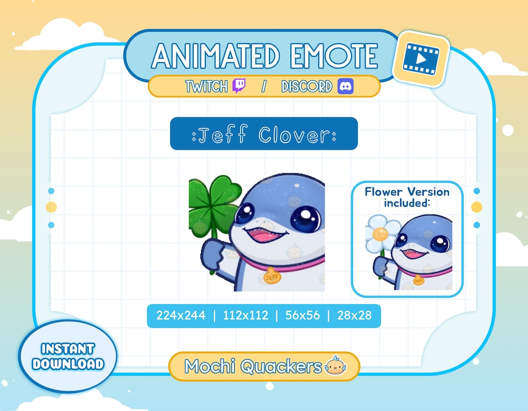 Animated Jeff Emote | Jeff the Land Shark Clover | Lucky Shamrock Emoji ...