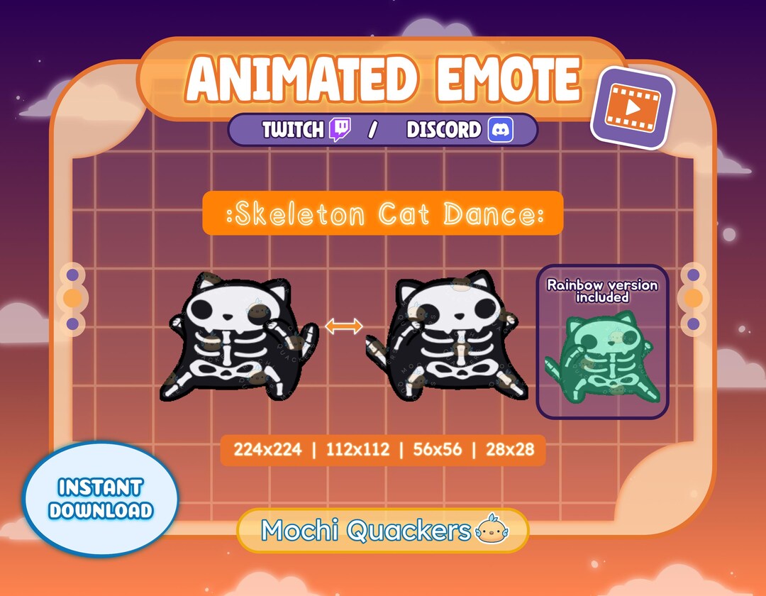 Halloween ANIMATED Emote | Spooky Skeleton Cat - Dance Party | Crumb ...