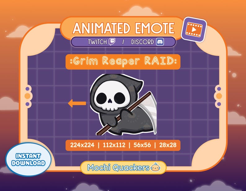 ANIMATED Grim Reaper RAID for Twitch & Discord, 4gif Sizes | Streamer ...