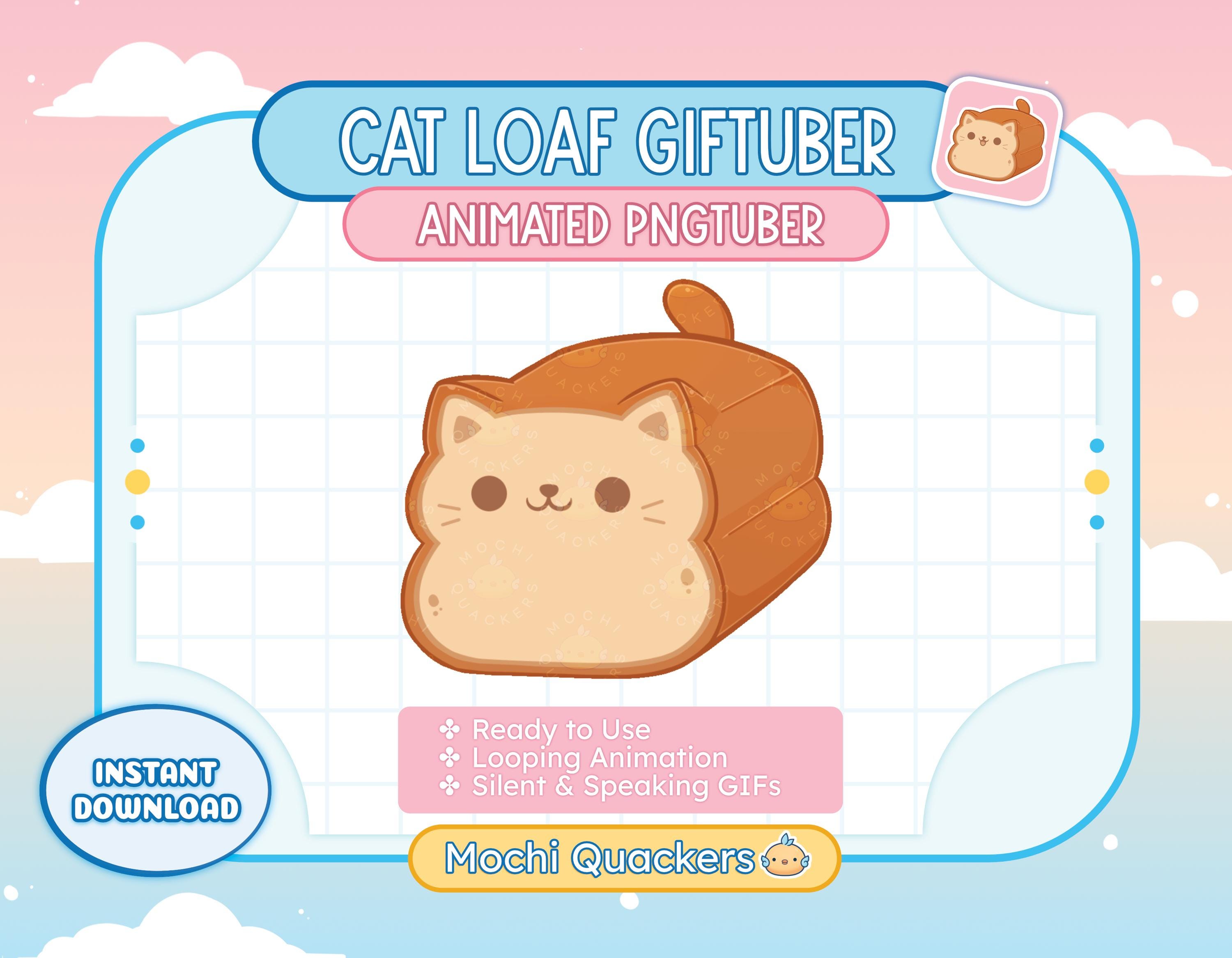 Food ANIMATED PNGTUBER | Bread Loaf Cat Pngtuber for Streaming, Ready ...
