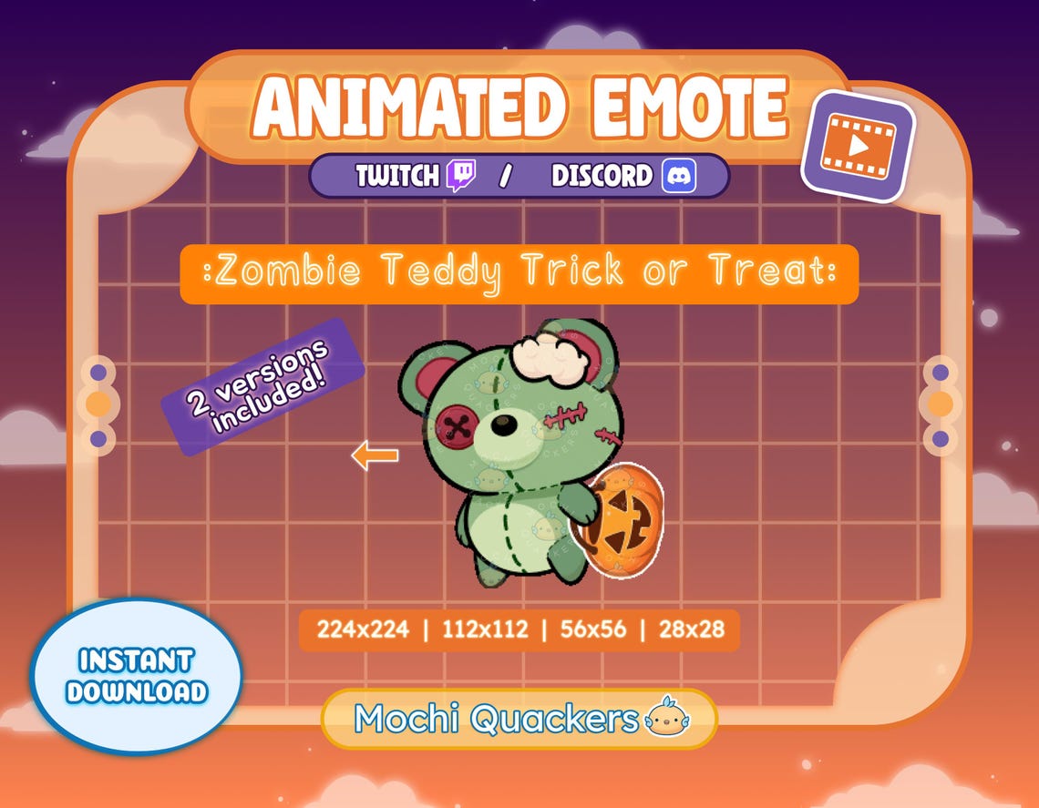 Animated Emote | Zombie Teddy Bear Trick or Treat | Twitch Halloween ...
