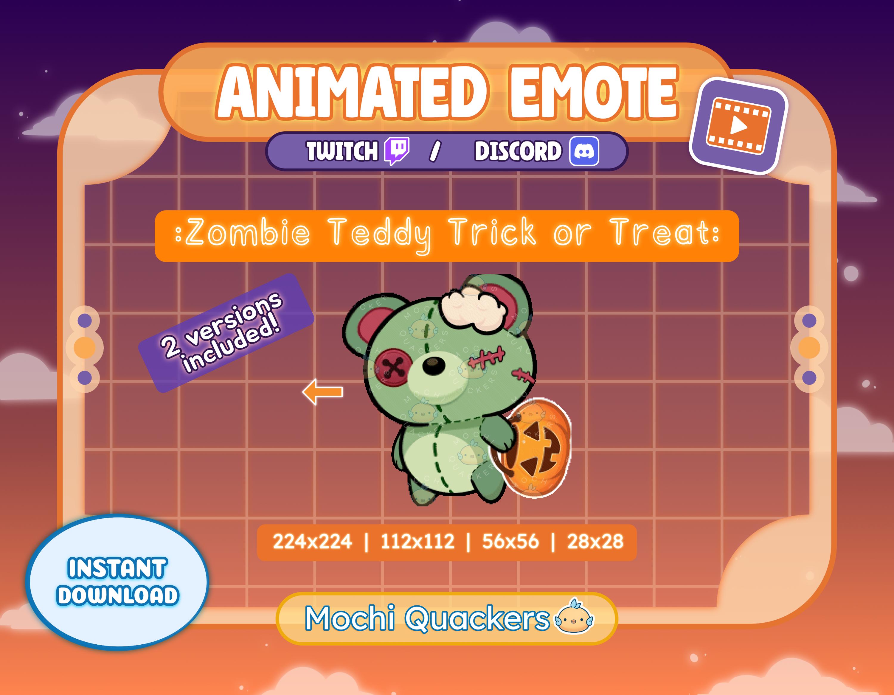 Animated Emote | Zombie Teddy Bear Trick or Treat | Twitch Halloween ...