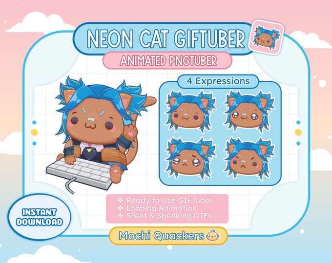Premade PNG Tuber | Cute Cat | Png Tuber, Vtuber, Live Streaming, Stream, Twitch, Youtube, Obs ...