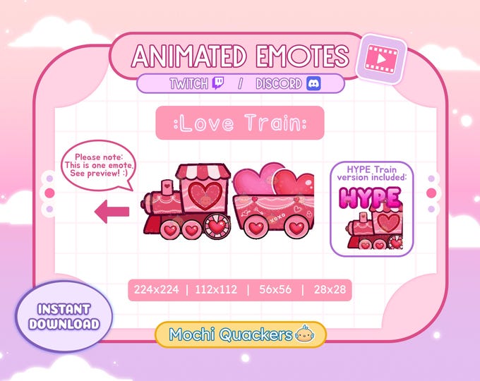 Valentines ANIMATED EMOTE | Love HYPE Train Emote for Twitch & Discord ...