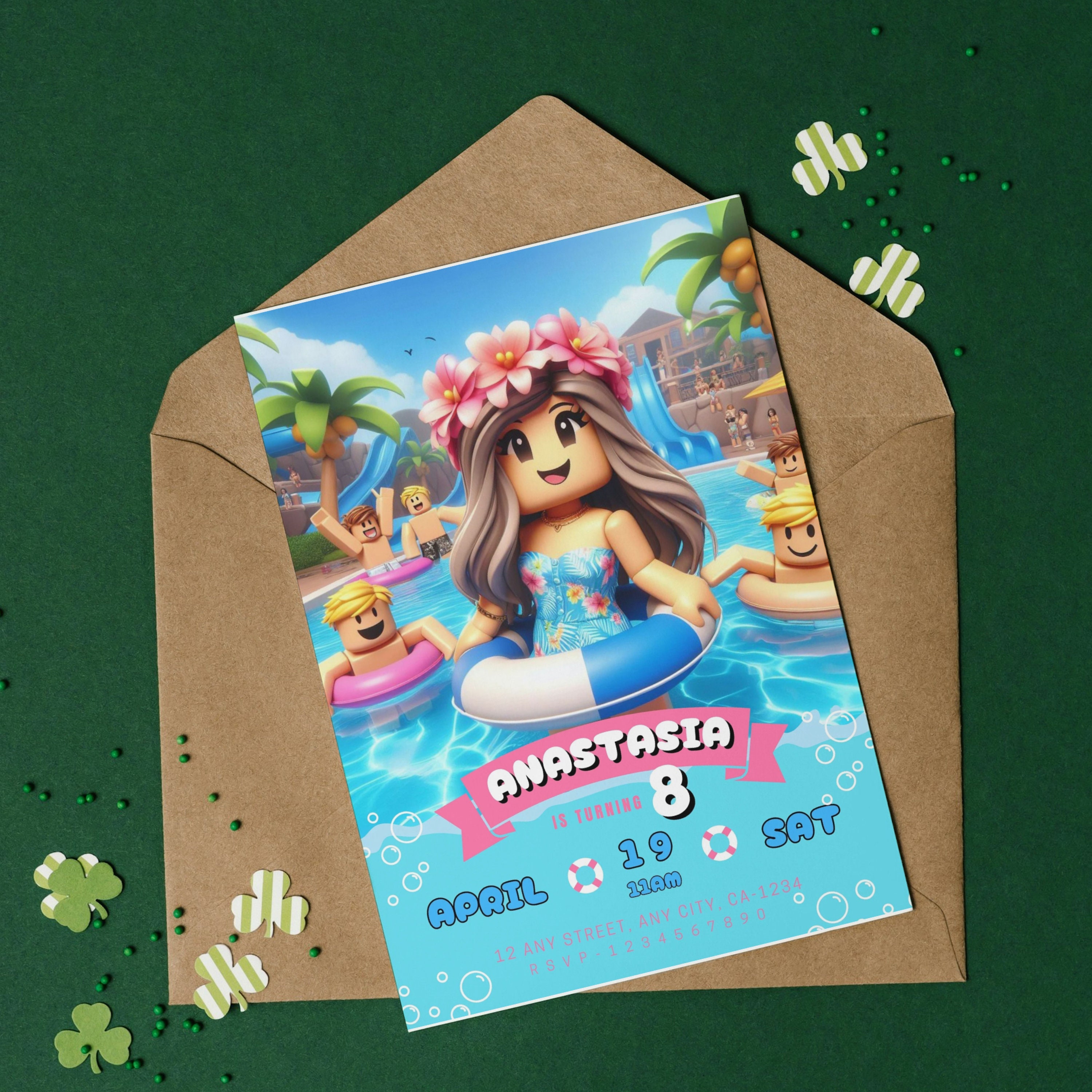 Roblox Pool Party, Pool Party Invitation, Roblox Invitation, Roblox ...