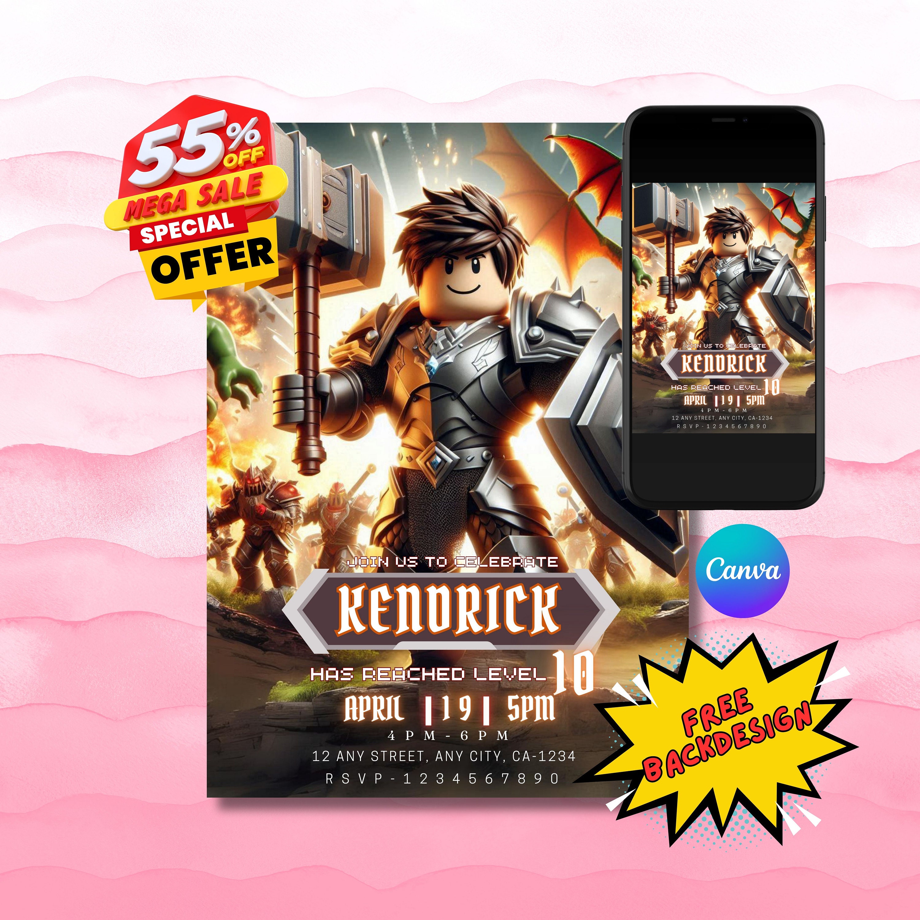 Roblox Invitation, Roblox Invite, Game Birthday, Roblox Boy Birthday ...