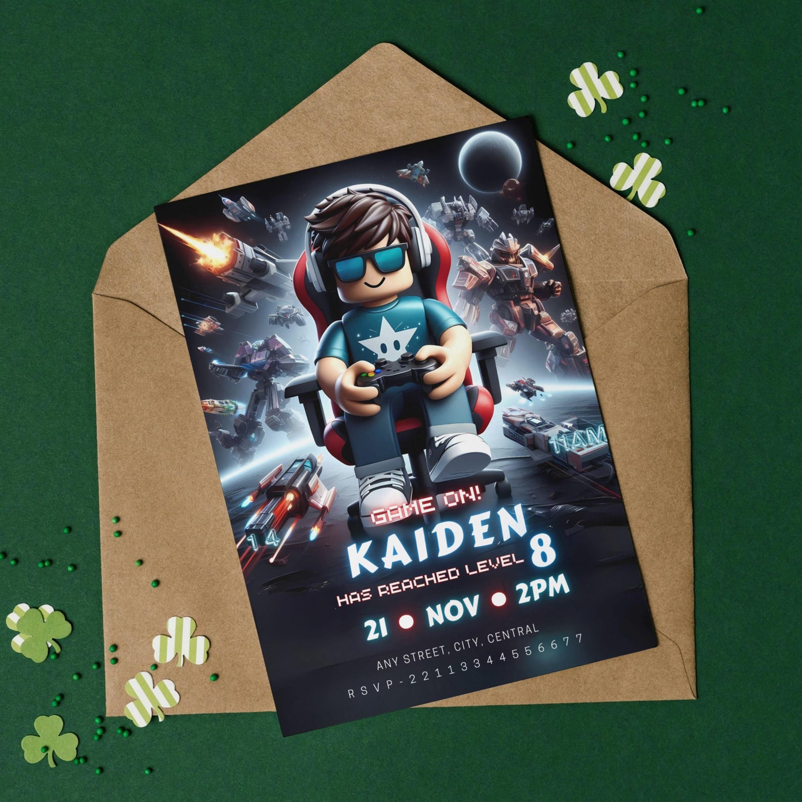 Robe-lox Invitation, Robe-lox Invite, Game Birthday, Robe-lox Boy ...