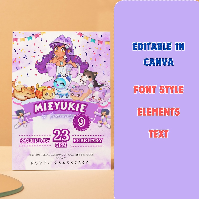 Customizable Aphmau Invitation, Aphmau Invites, Aphmau Birthday ...