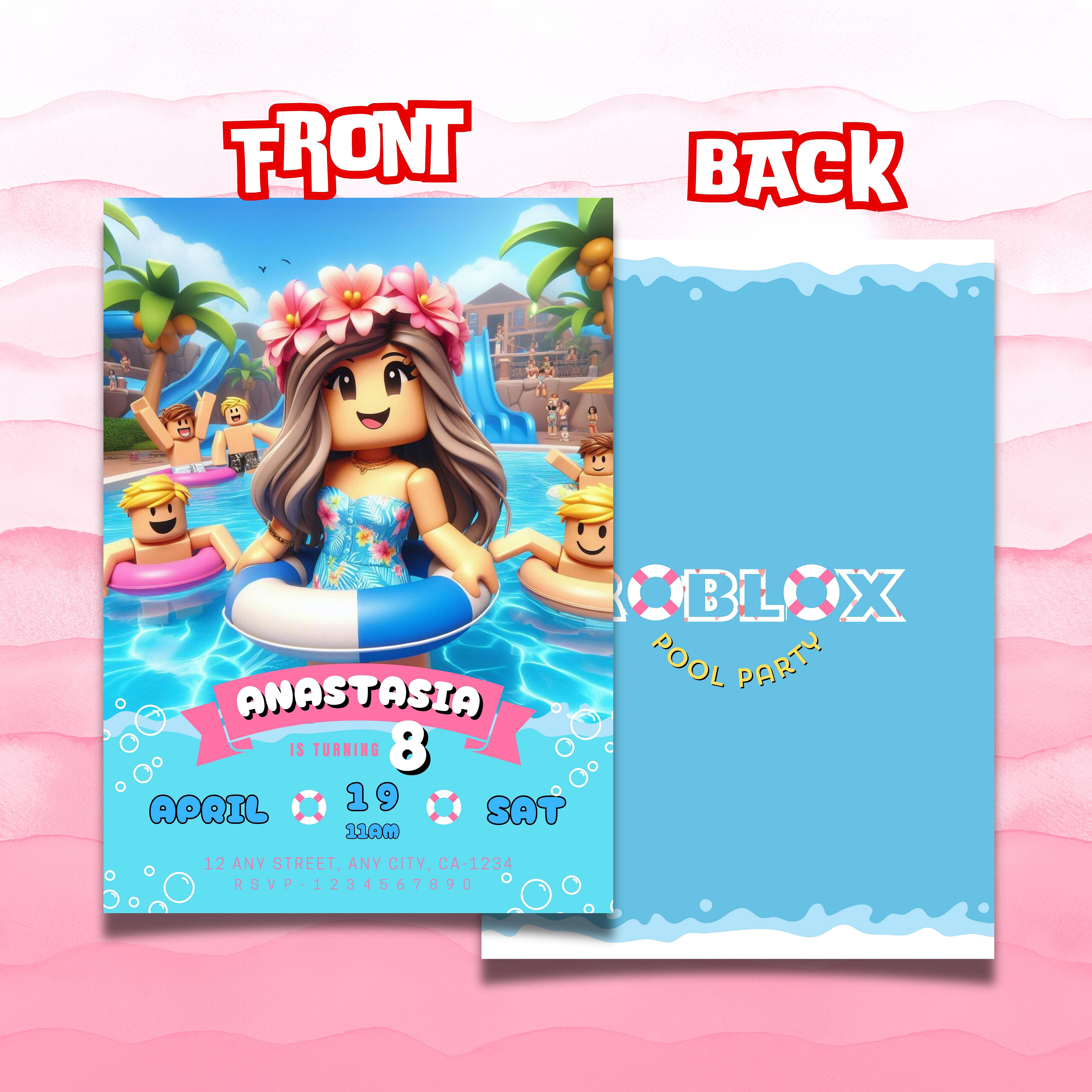 Roblox Pool Party, Pool Party Invitation, Roblox Invitation, Roblox ...