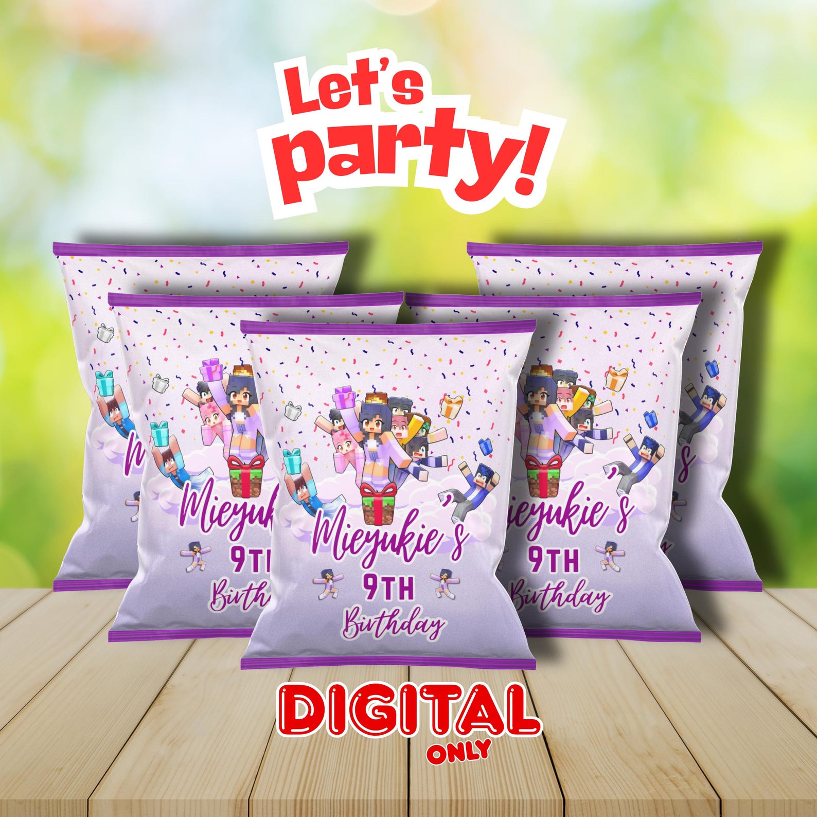 Customizable Aphmau Chip Bag Template: DIY Party Favor (digital ...