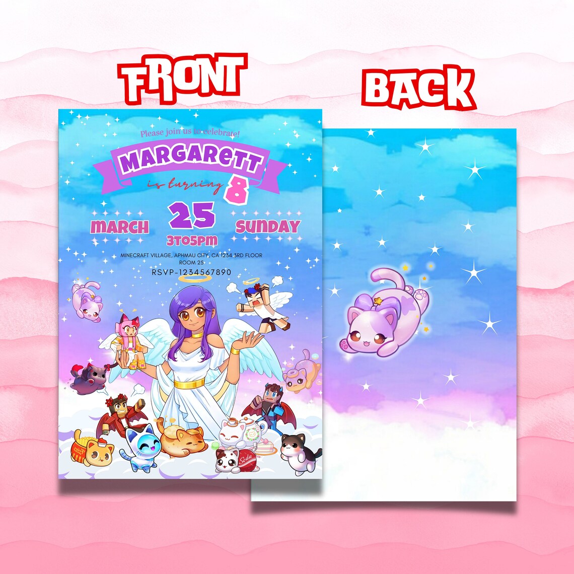 Customizable Aphmau Birthday Invitation: Minecrafter Party (digital ...