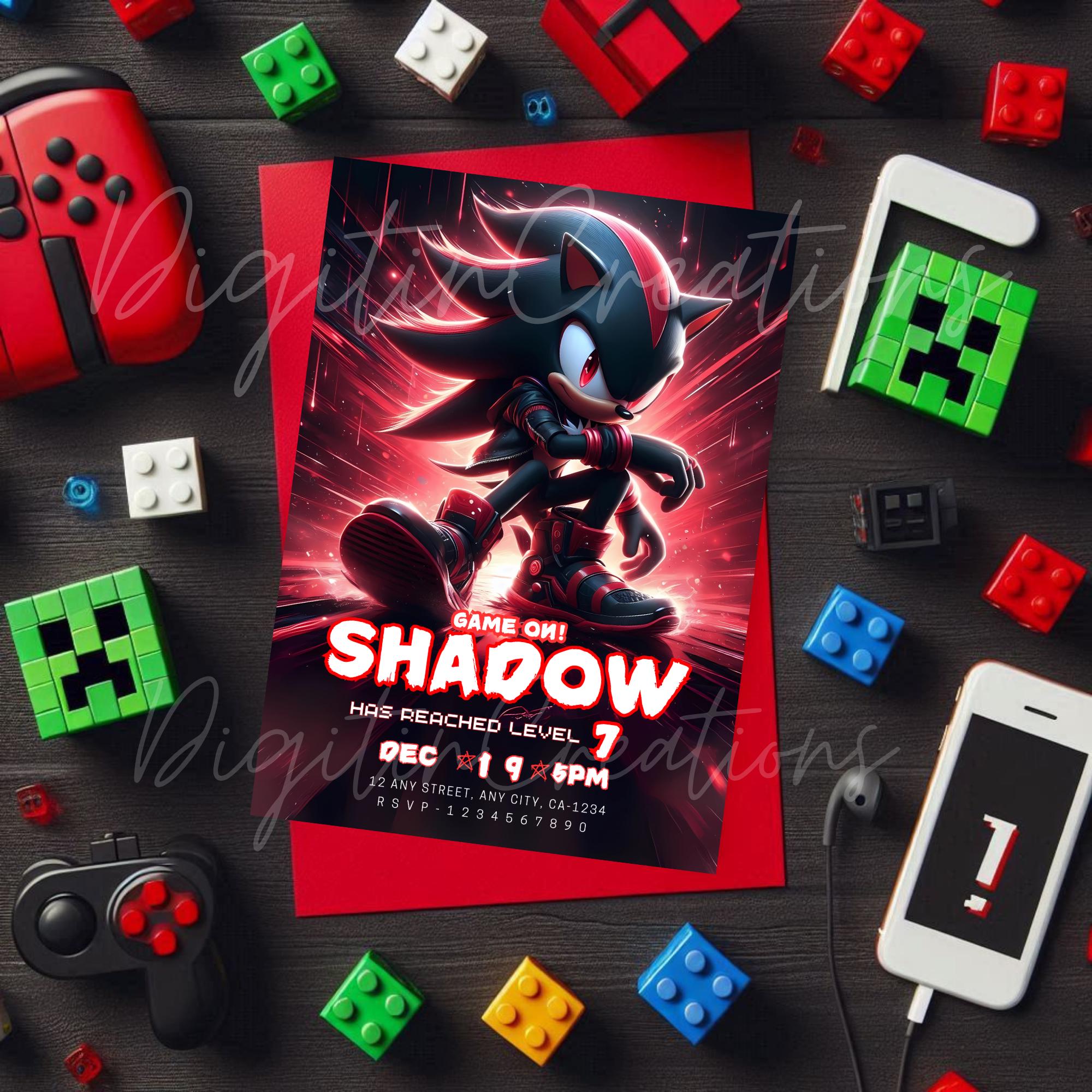 Sonic Shadow Hedgehog Birthday Invitation, Shadow the Hedgehog Birthday ...