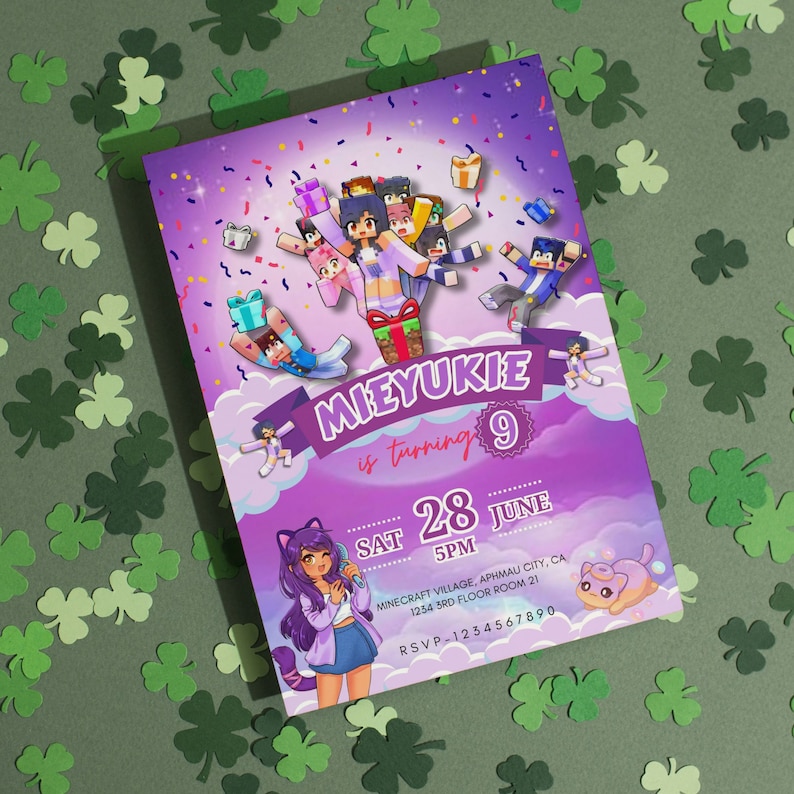 Customizable Aphmau Birthday Invitation: Aphmau Minecrafter Party ...
