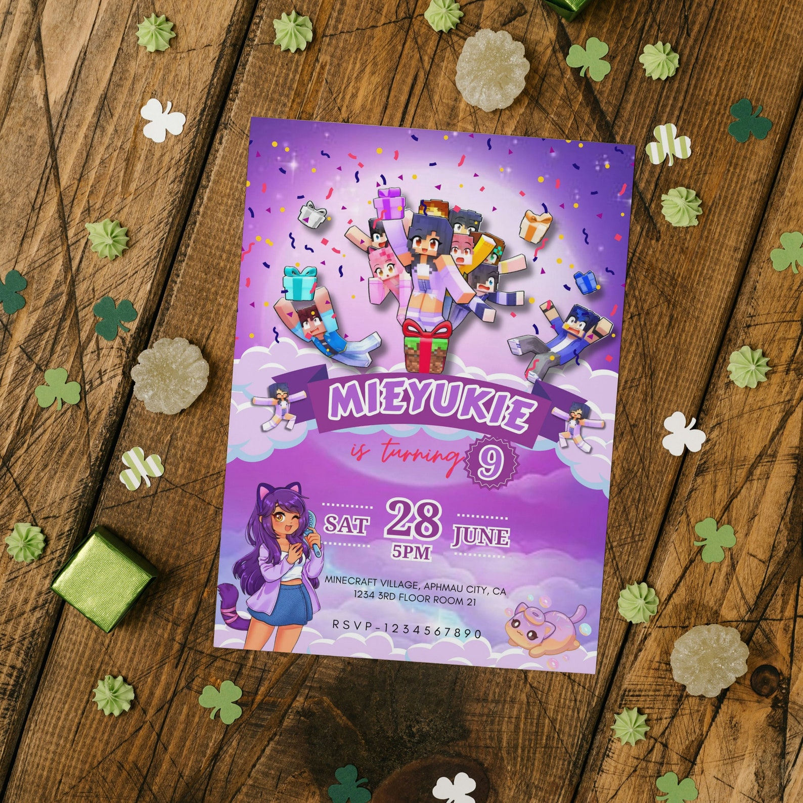 Customizable Aphmau Birthday Invitation: Minecrafter Party (digital ...