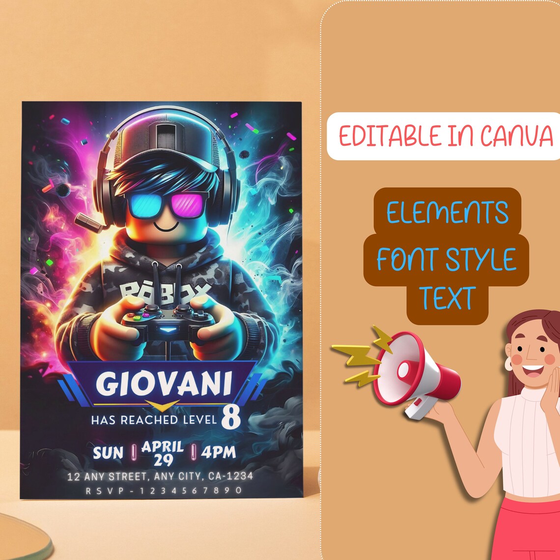 Roblox Invitation, Roblox Invite, Game Birthday, Roblox Boy Birthday ...