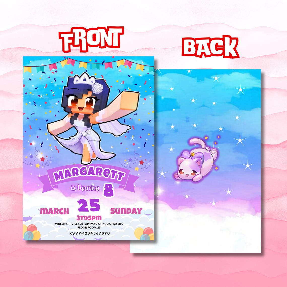 Customizable Aphmau Birthday Invitation: Minecrafter Theme (digital ...