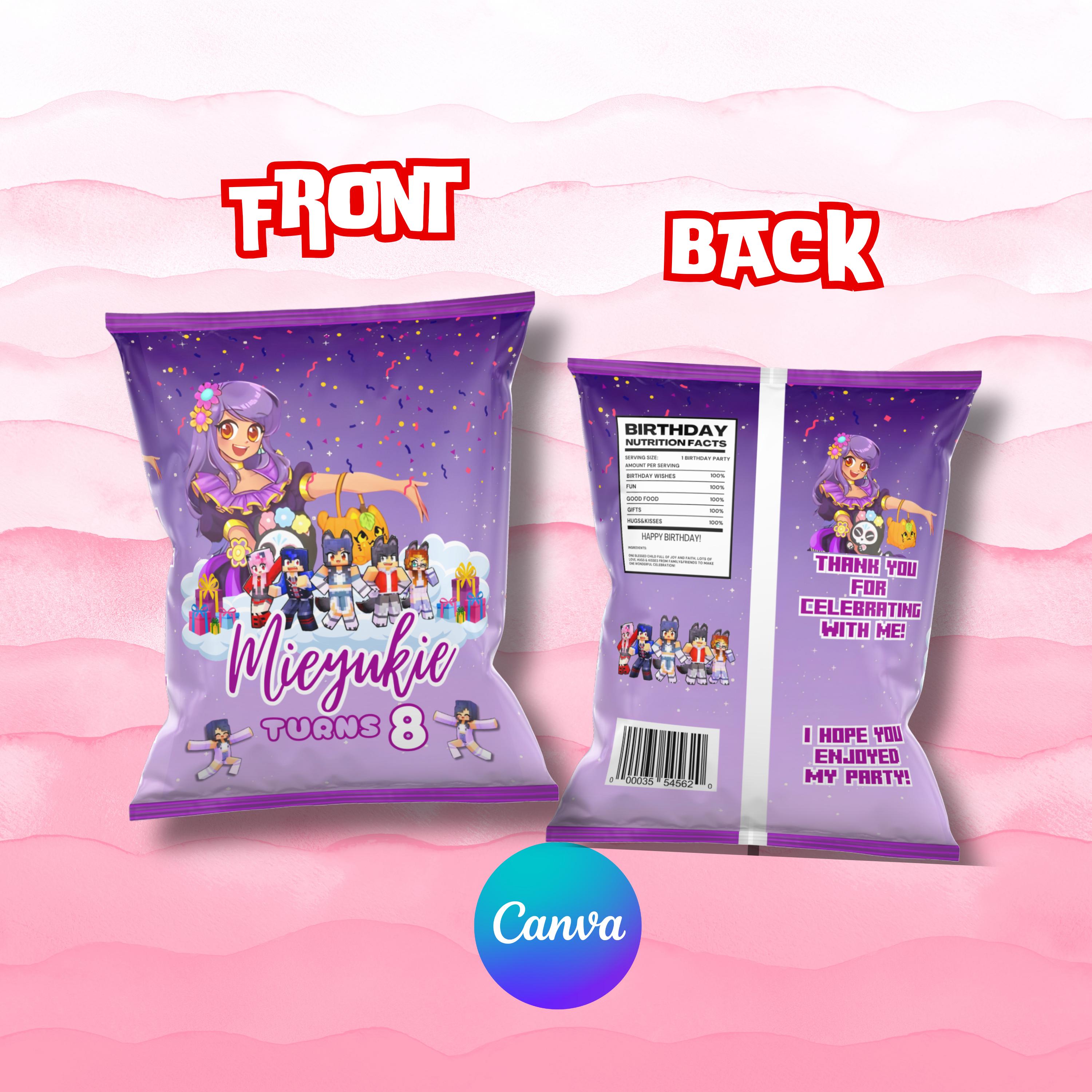 Customizable Aphmau Chip Bag Template: DIY Party Favor (digital ...