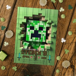 Minecrafter Birthday Invitation, Minecrafter Party, Creeper Invite ...