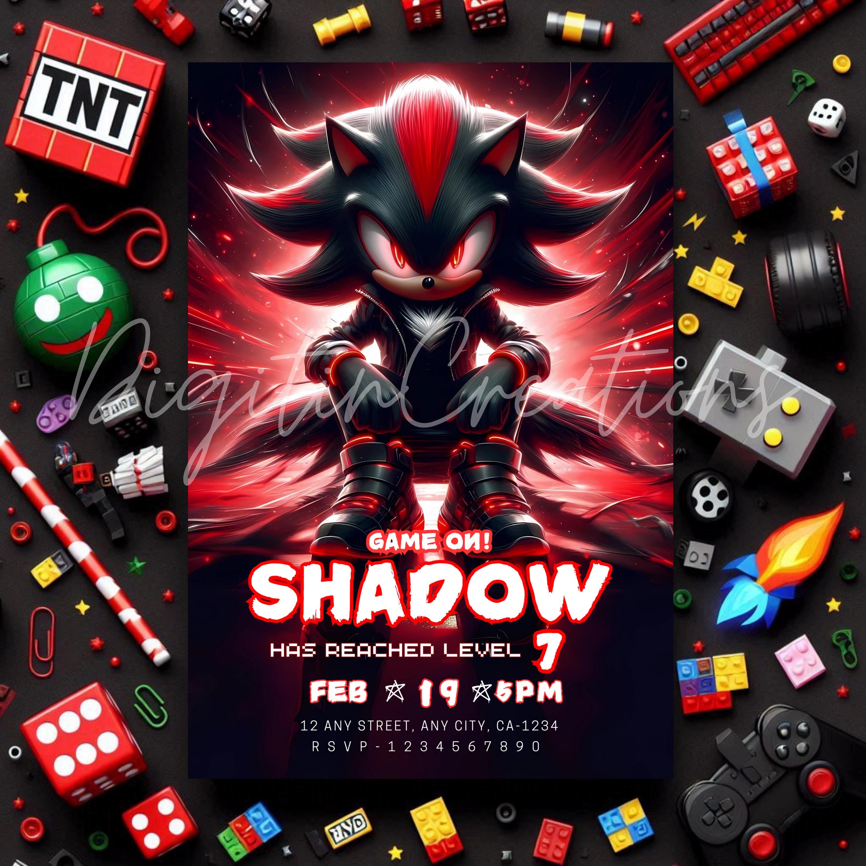 Sonic Shadow Hedgehog Birthday Invitation, Shadow the Hedgehog Birthday ...