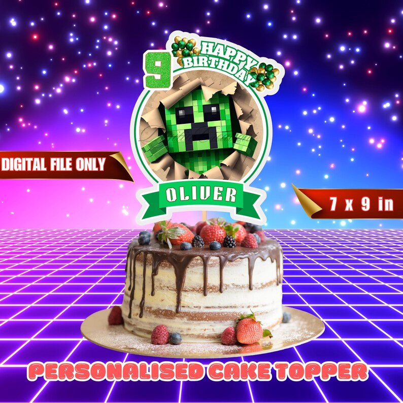 Creeper Cake Topper, Birthday Boy Cake Topper, Minecrafter Cake Topper ...