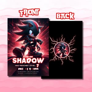 Editable Sonic Shadow Hedgehog Birthday Invitation, Shadow the Hedgehog ...
