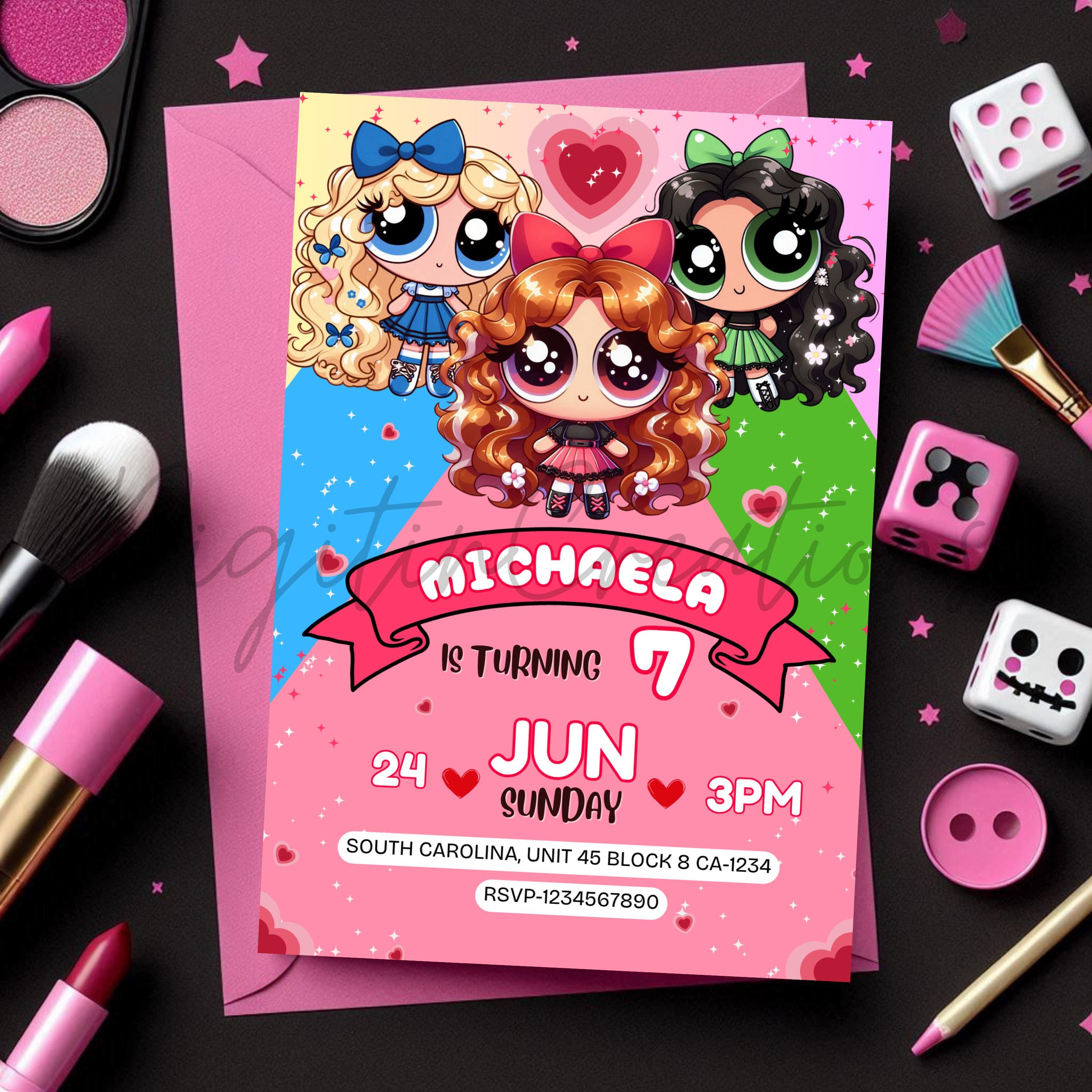 Editable Powerpuff Girls Birthday Invitation Template (digital Download ...