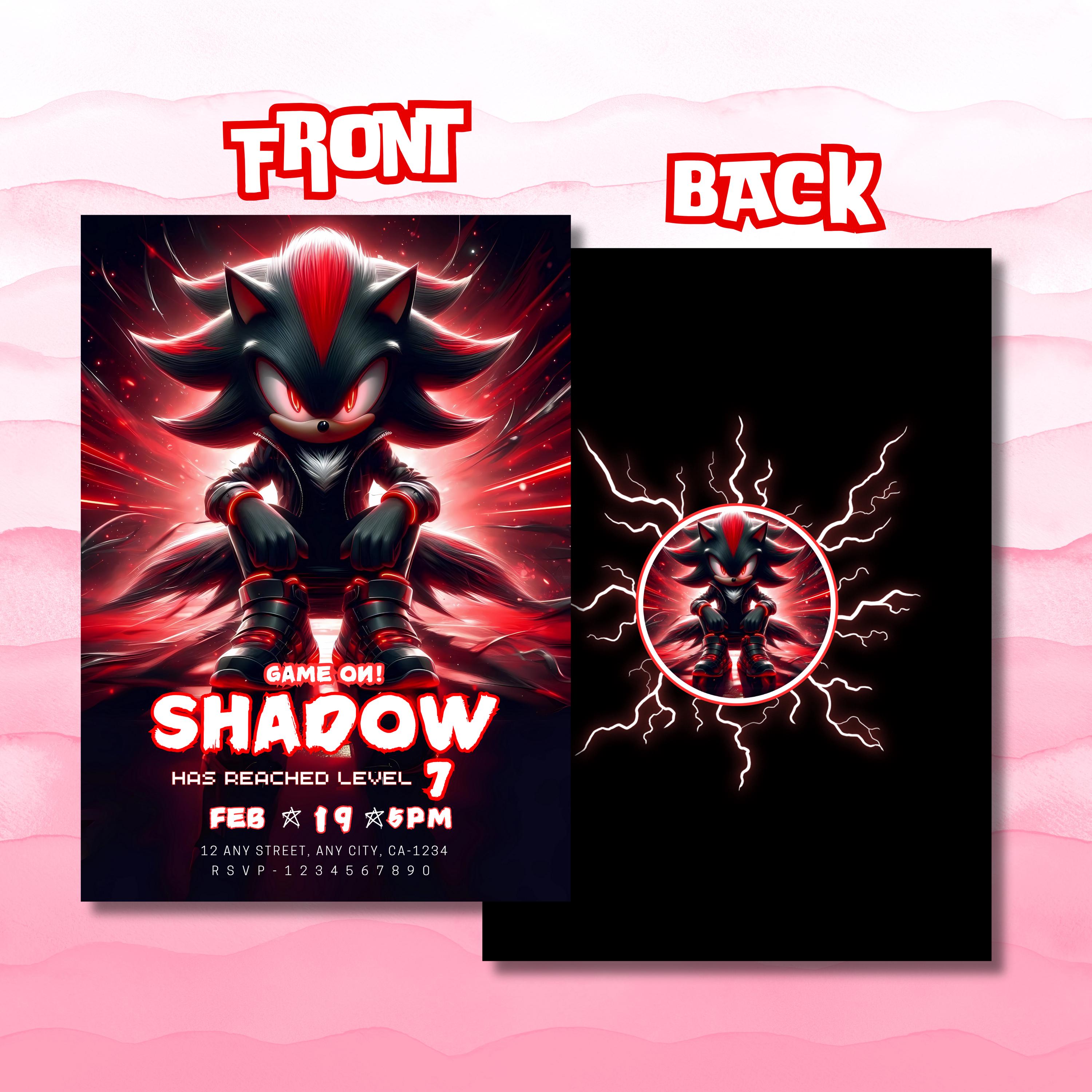 Sonic Shadow Hedgehog Birthday Invitation, Shadow the Hedgehog Birthday ...