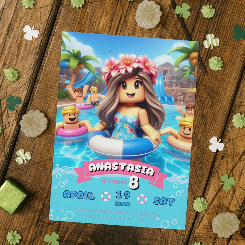 Roblox Pool Party, Pool Party Invitation, Roblox Invitation, Roblox ...