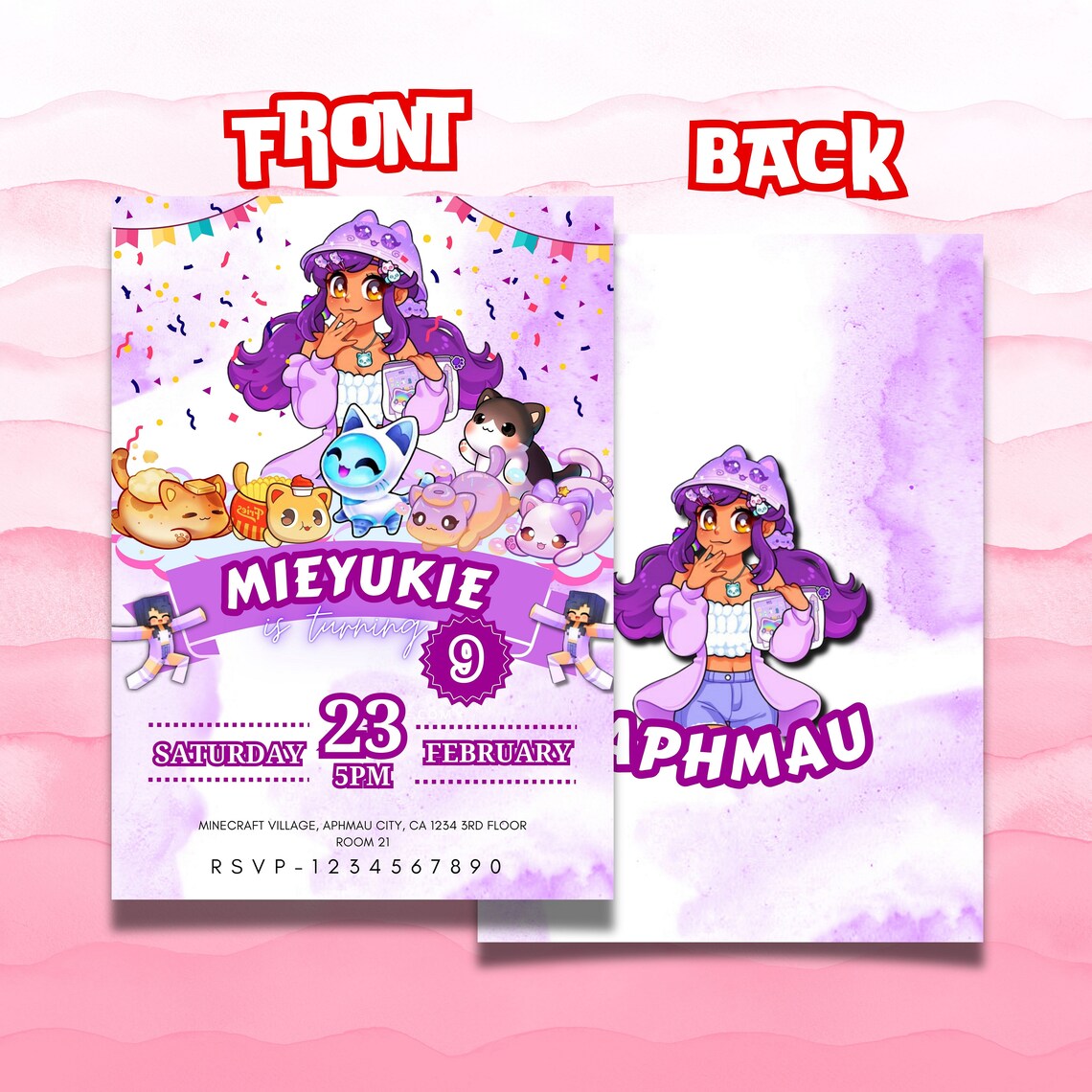 Customizable Aphmau Invitation, Aphmau Invites, Aphmau Birthday ...