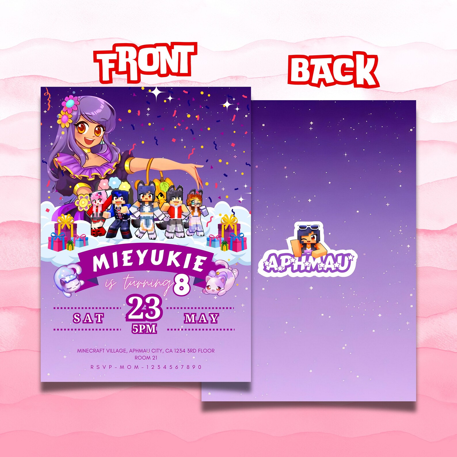 Customizable Aphmau Invitation, Aphmau Invites, Aphmau Birthday ...
