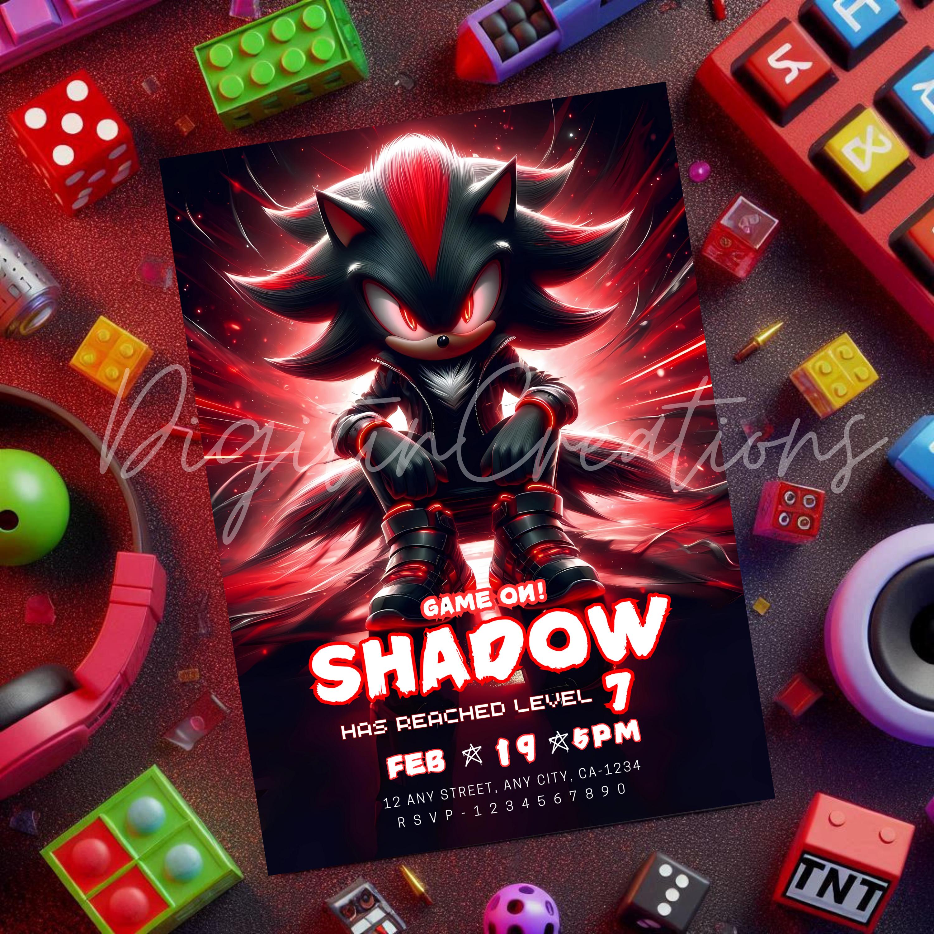 Sonic Shadow Hedgehog Birthday Invitation, Shadow the Hedgehog Birthday ...
