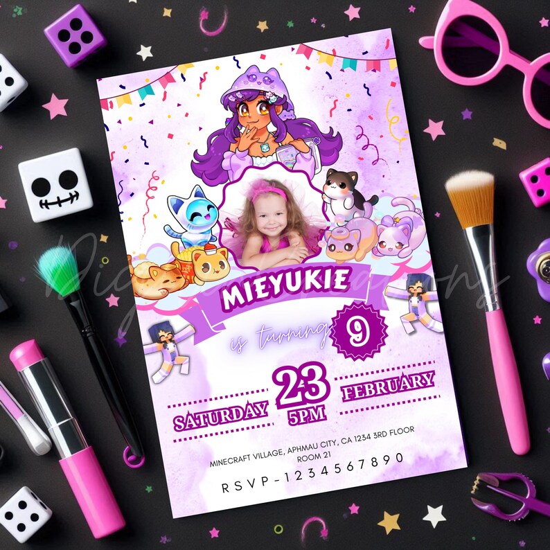 Customizable Aphmau Birthday Invitation: Aphmau Minecrafter Party ...