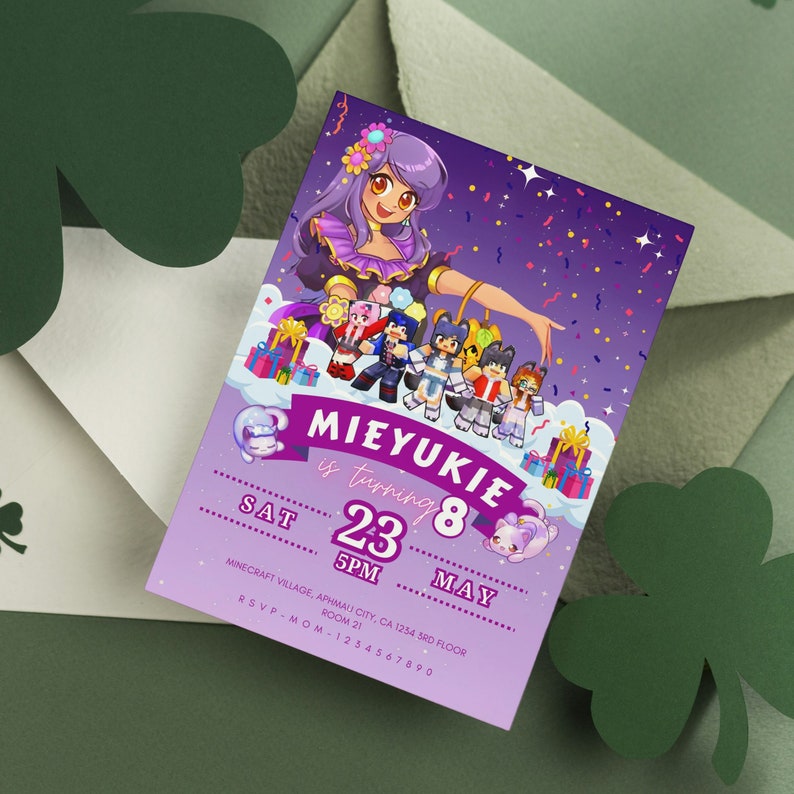 Customizable Aphmau Invitation, Aphmau Invites, Aphmau Birthday ...