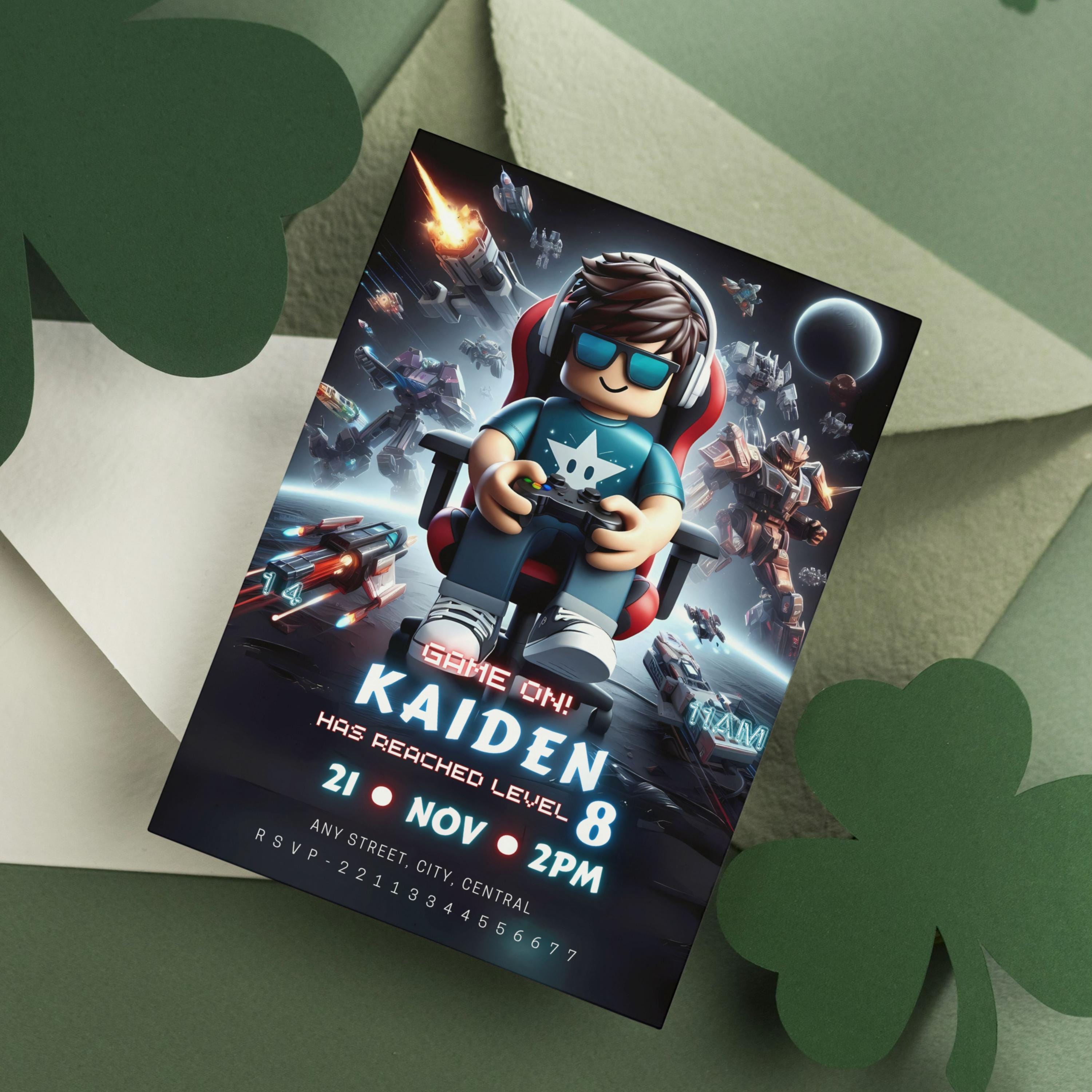 Robe-lox Invitation, Robe-lox Invite, Game Birthday, Robe-lox Boy ...