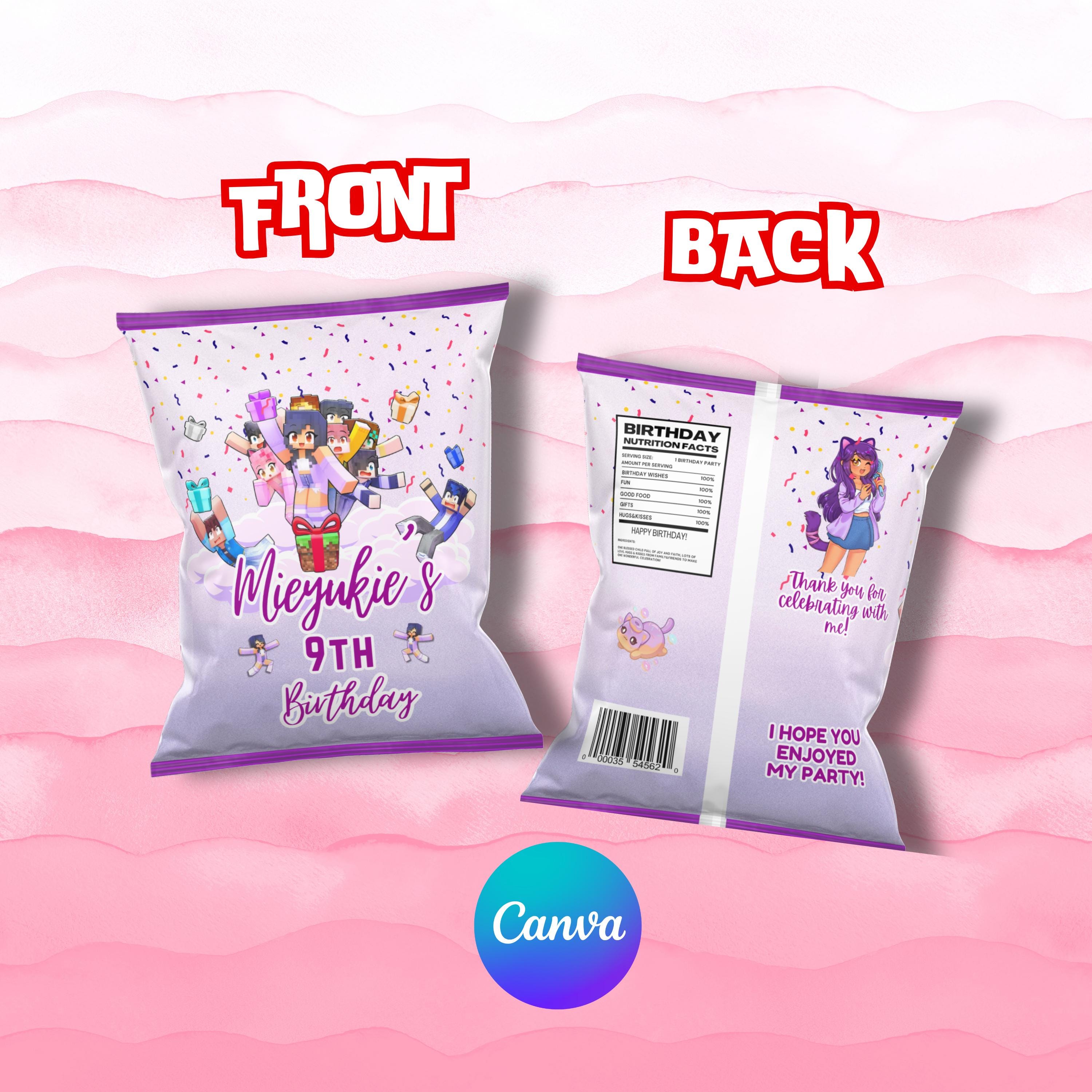 Customizable Aphmau Chip Bag Template: DIY Party Favor (digital ...