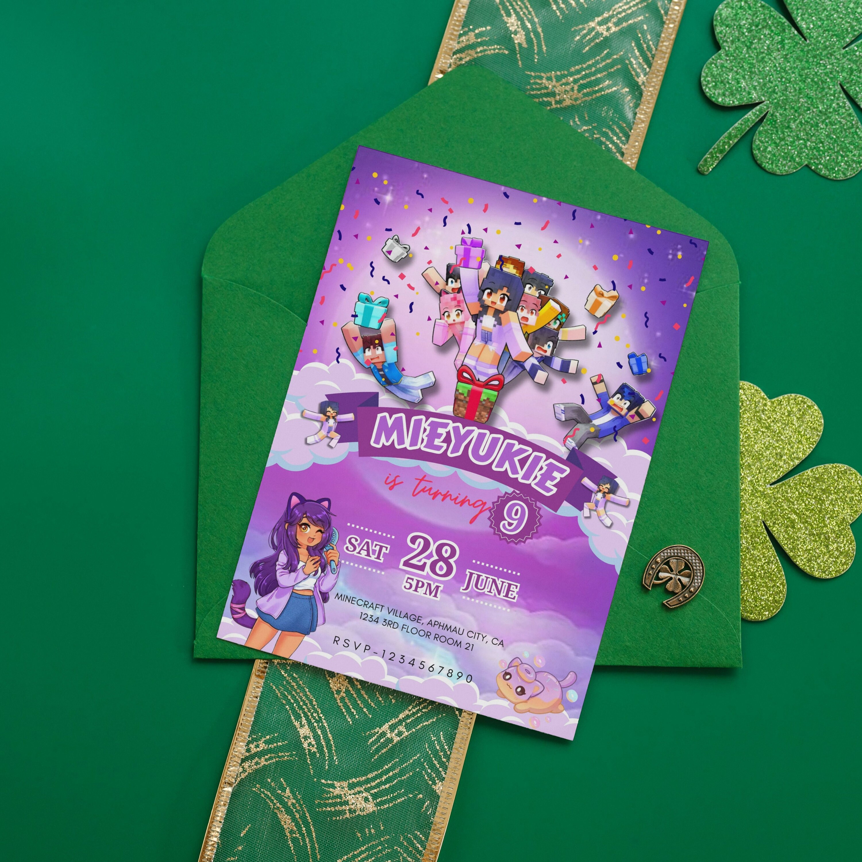 Customizable Aphmau Birthday Invitation: Minecrafter Party (digital ...