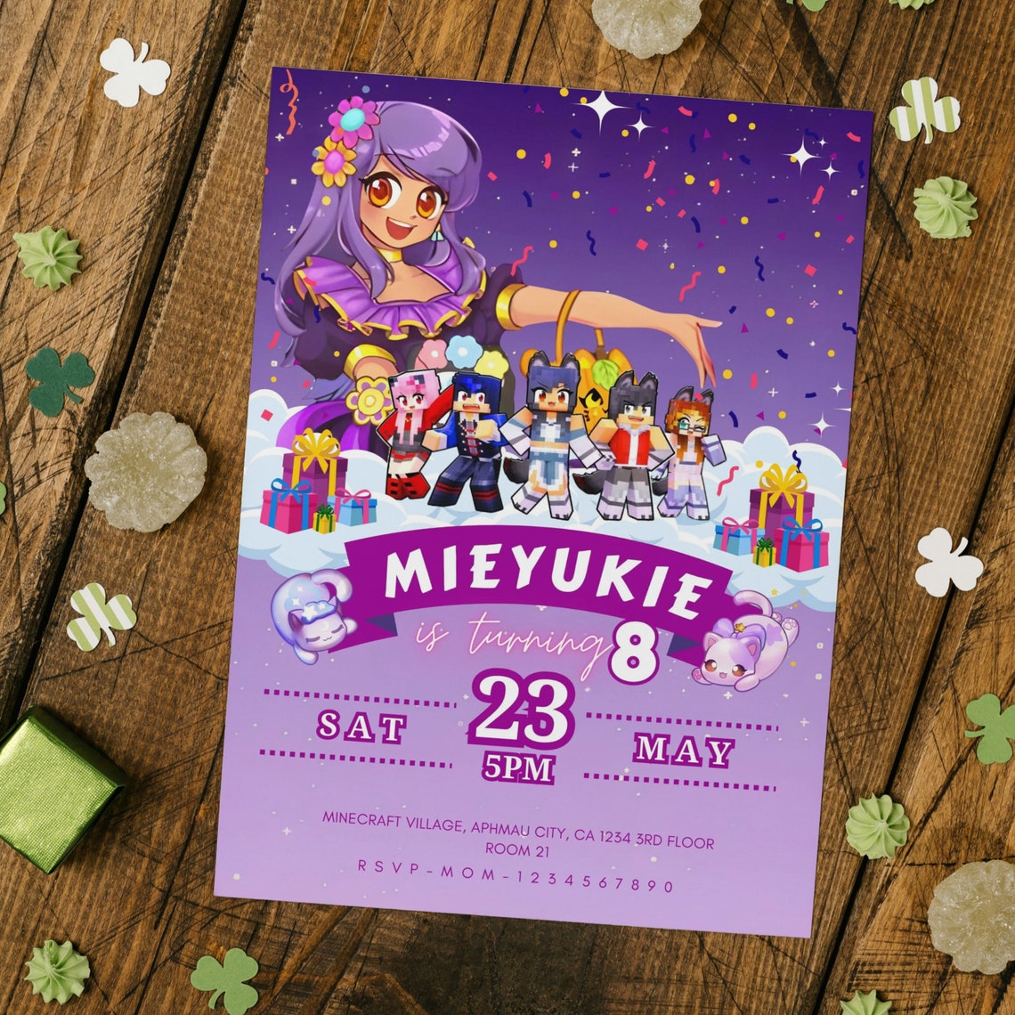 Customizable Aphmau Birthday Invitation: Minecrafter Party (digital ...