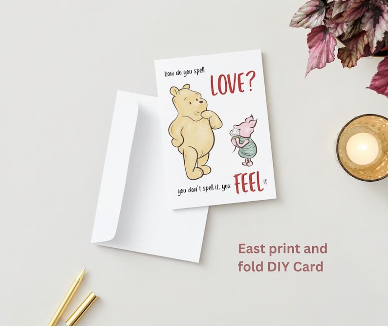 Winnie the Pooh & Piglet Love Quote Card: Partner, Valentines ...
