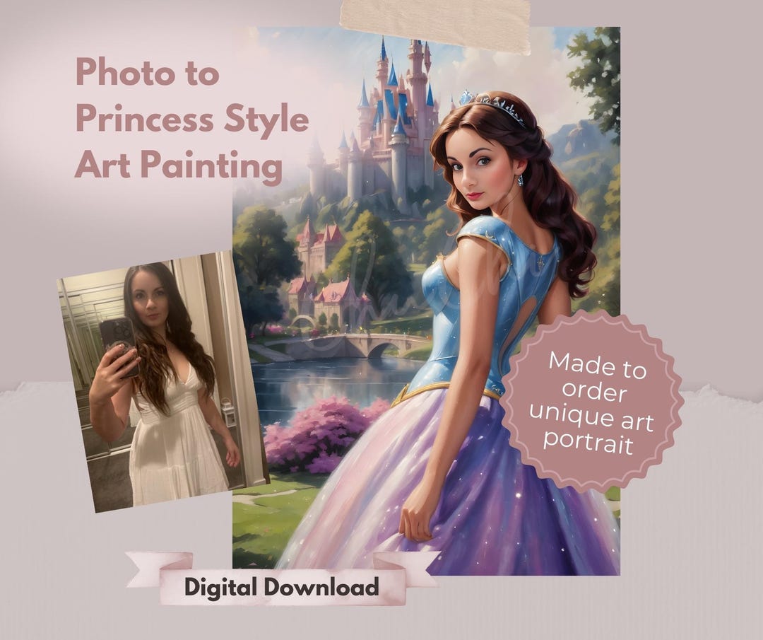 Photo to Princess Portrait Painting, Custom Made to Order Unique ...