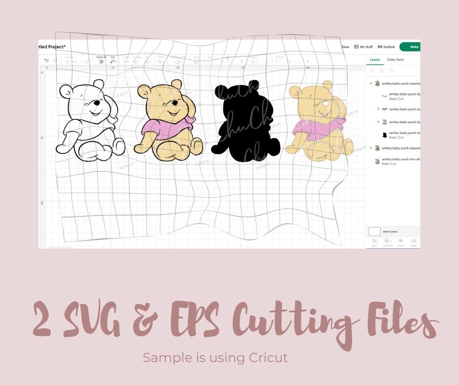 Baby Pooh SVG: Classic Winnie-the-pooh Layered Sticker Cut Files, EPS ...